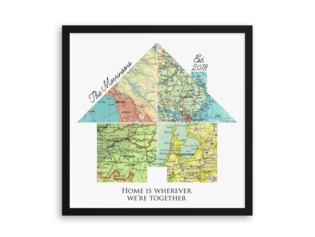 House Map Gift for Parents Personalized Home Map Print, Custom Family ...