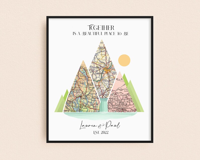 Custom Couples Travel Map Art Wedding Gifts, Anniversary Gifts for ...