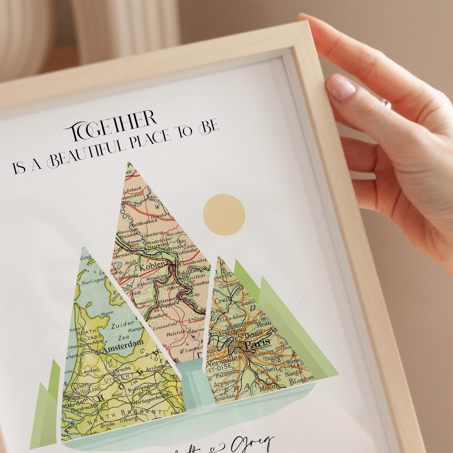 Custom Couples Travel Map Art Wedding Gifts, Anniversary Gifts for ...