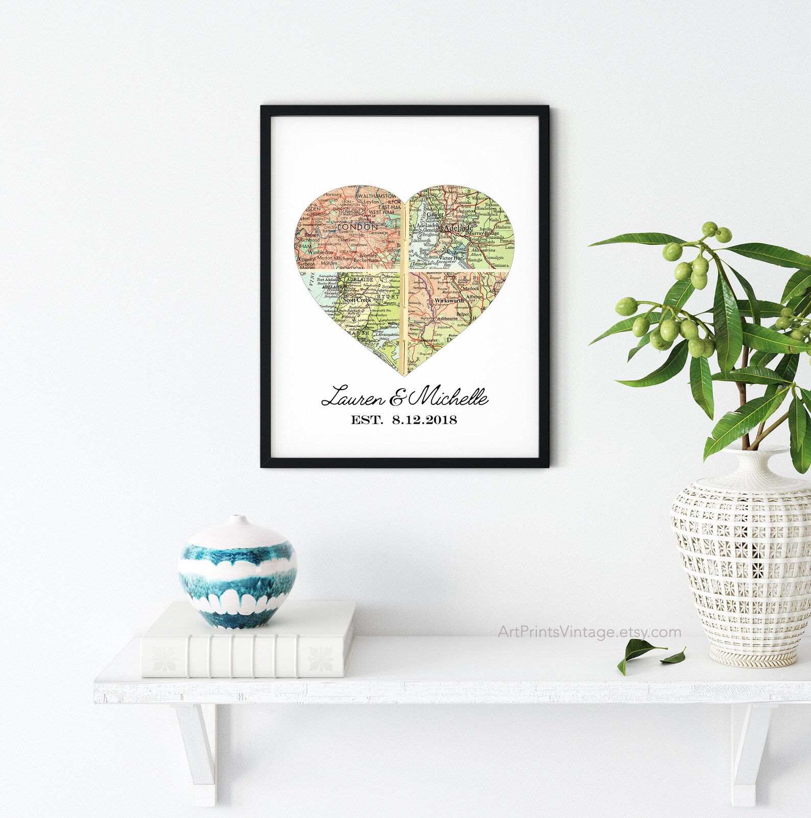 Custom Heart Map Unique Wedding Gift for Couple Personalized | Etsy