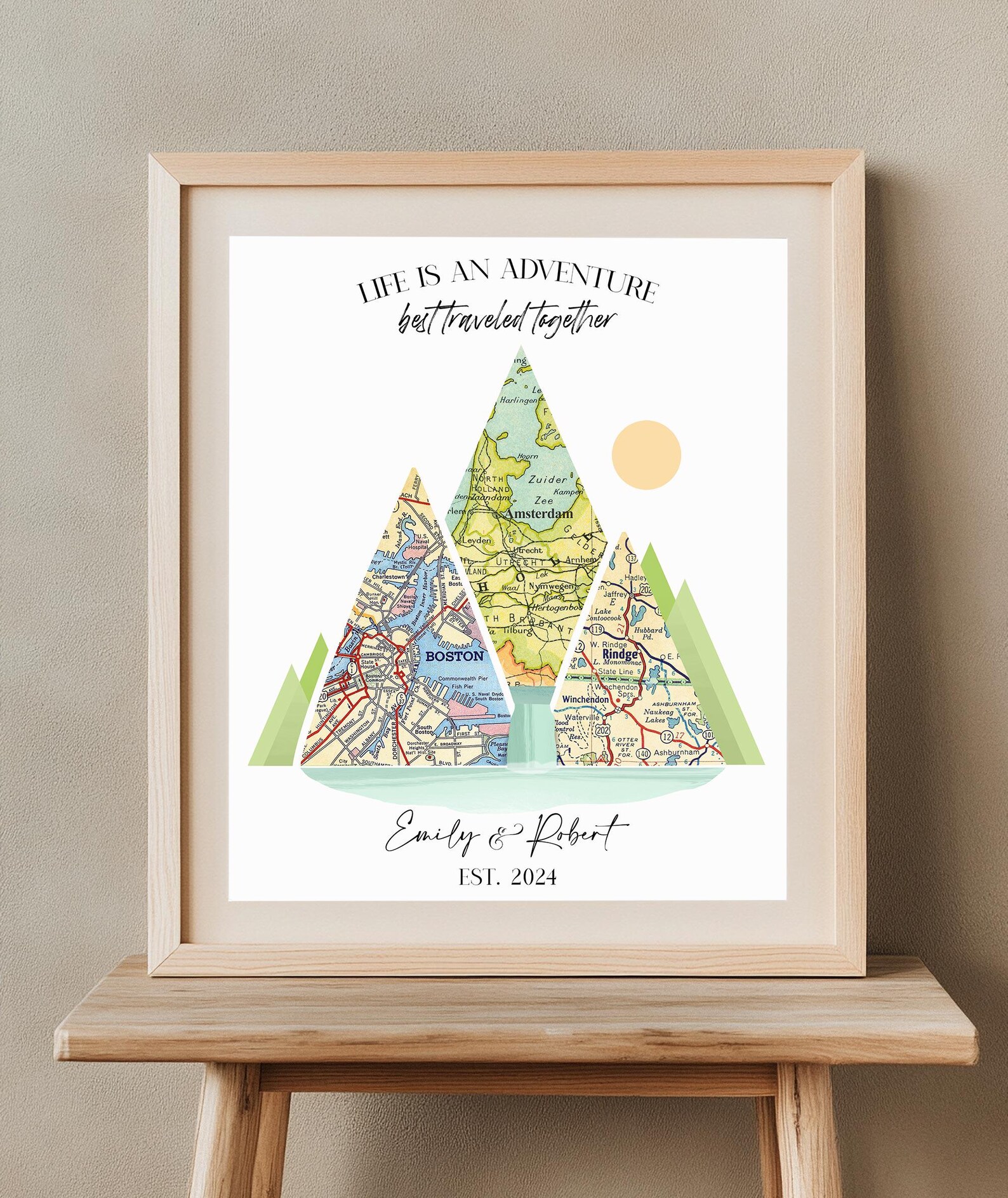 Custom Couples Travel Map Art Wedding Gifts, Anniversary Gifts for ...