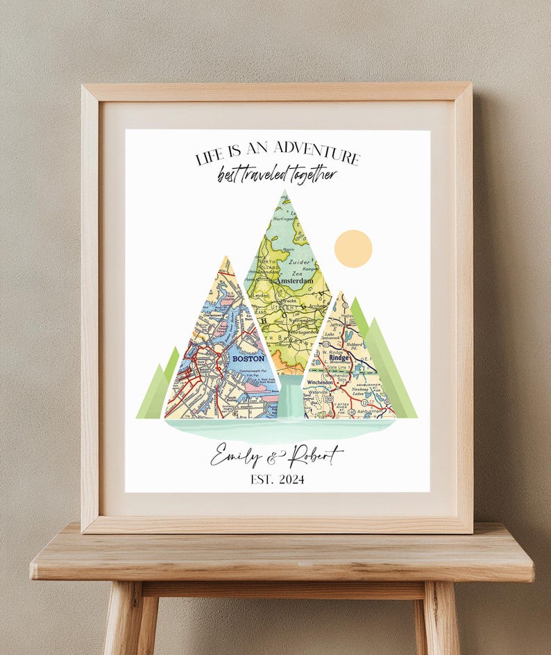 Custom Couples Travel Map Art Wedding Gifts, Anniversary Gifts for ...