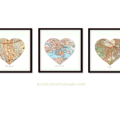 Personalized Map Print Set of Four Map Prints Custom - Etsy