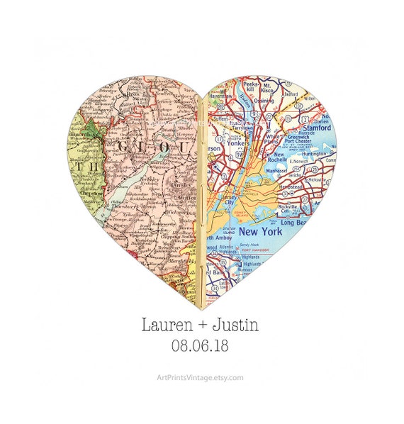 Custom Couples Map Gift Personalized Map Unique Husband | Etsy
