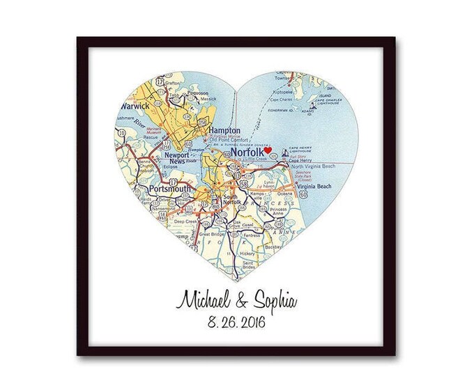 Where We Met Custom Map Wall Art Decor Print, Couple Wedding Bridal ...