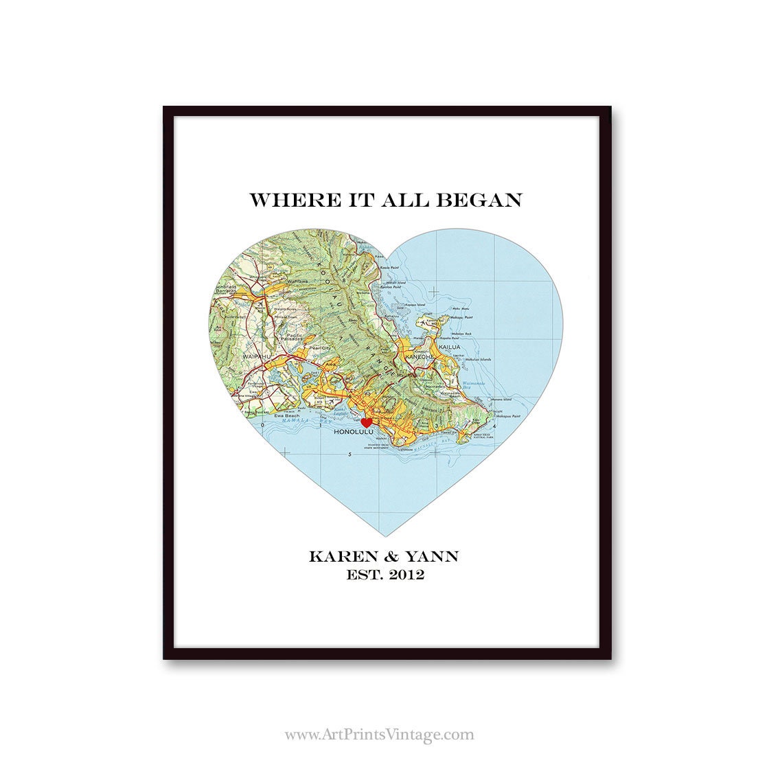 Personalized Map Print Hometown Map Art Custom City Vintage | Etsy