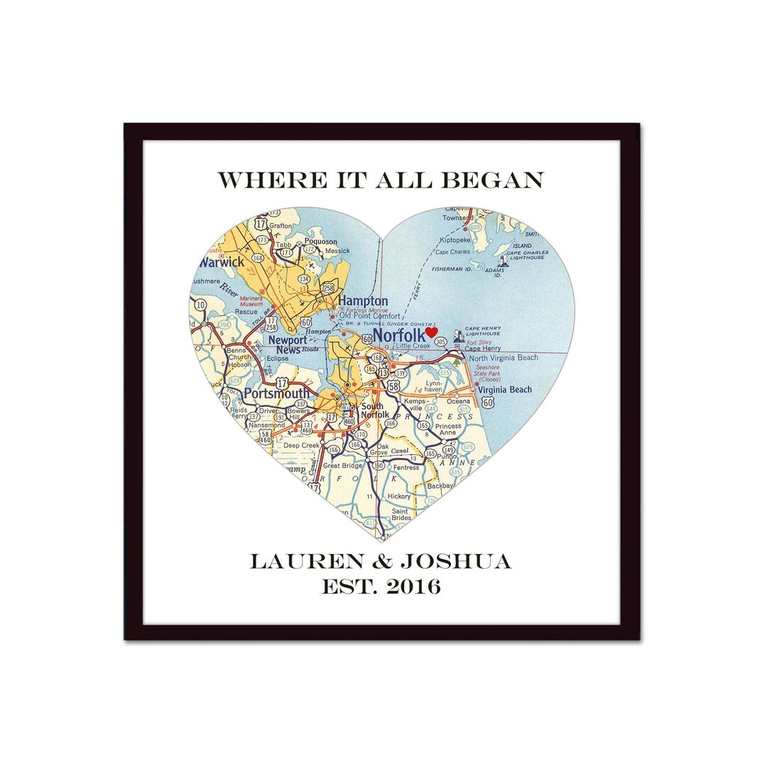 Personalized Heart Map Custom Location Wedding Gift for Couple | One ...