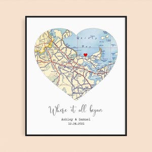 Custom Location Map Personalized Map Gift for Anniversary, Engagement ...