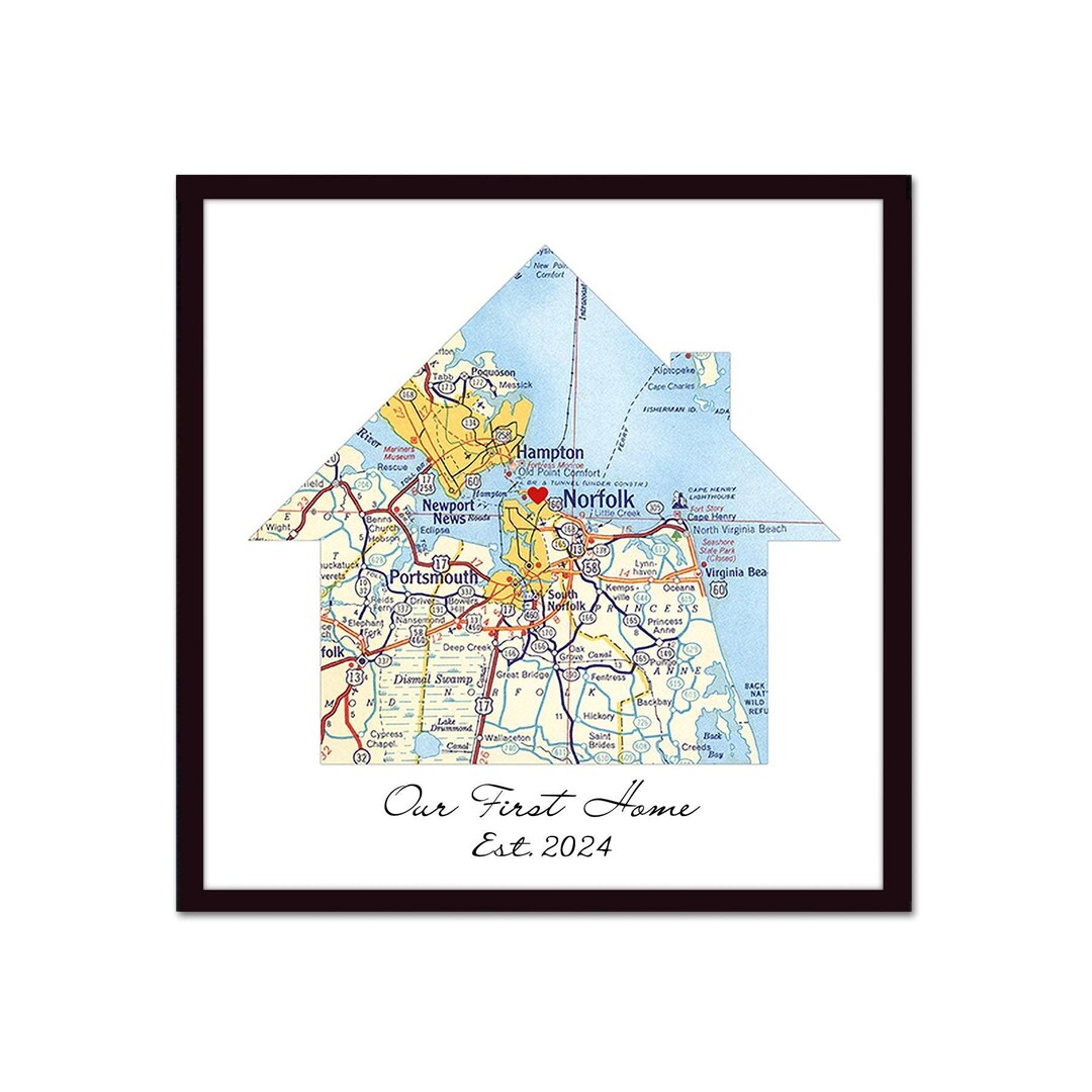 Map Housewarming Gift, Our First Home Personalized Map Gift for Couple ...
