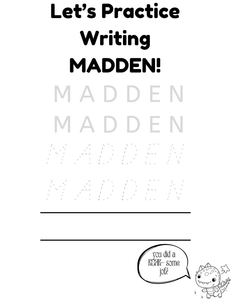 Editable Name Tracing Worksheet – Personalized Kids Handwriting ...