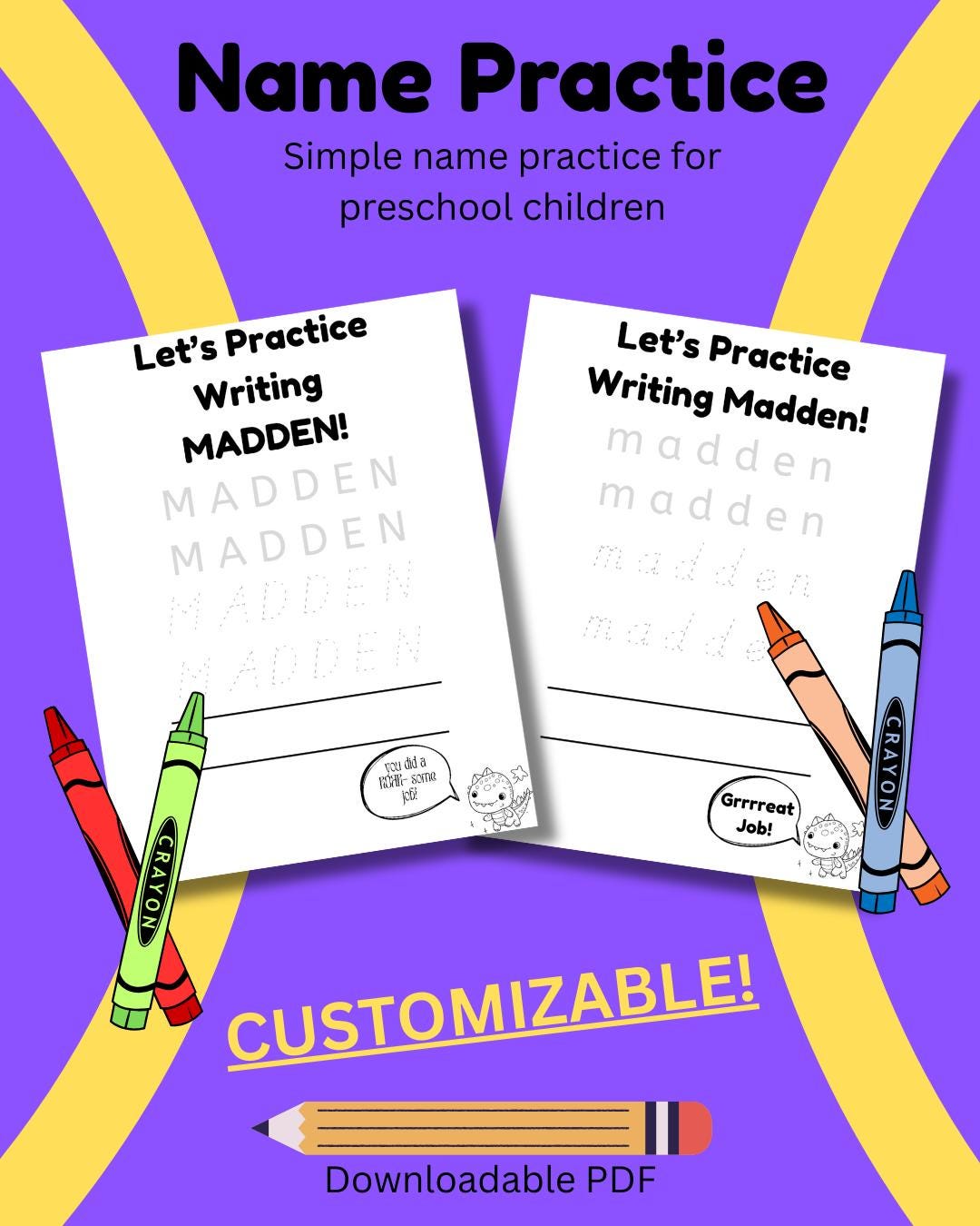 Editable Name Tracing Worksheet – Personalized Kids Handwriting ...