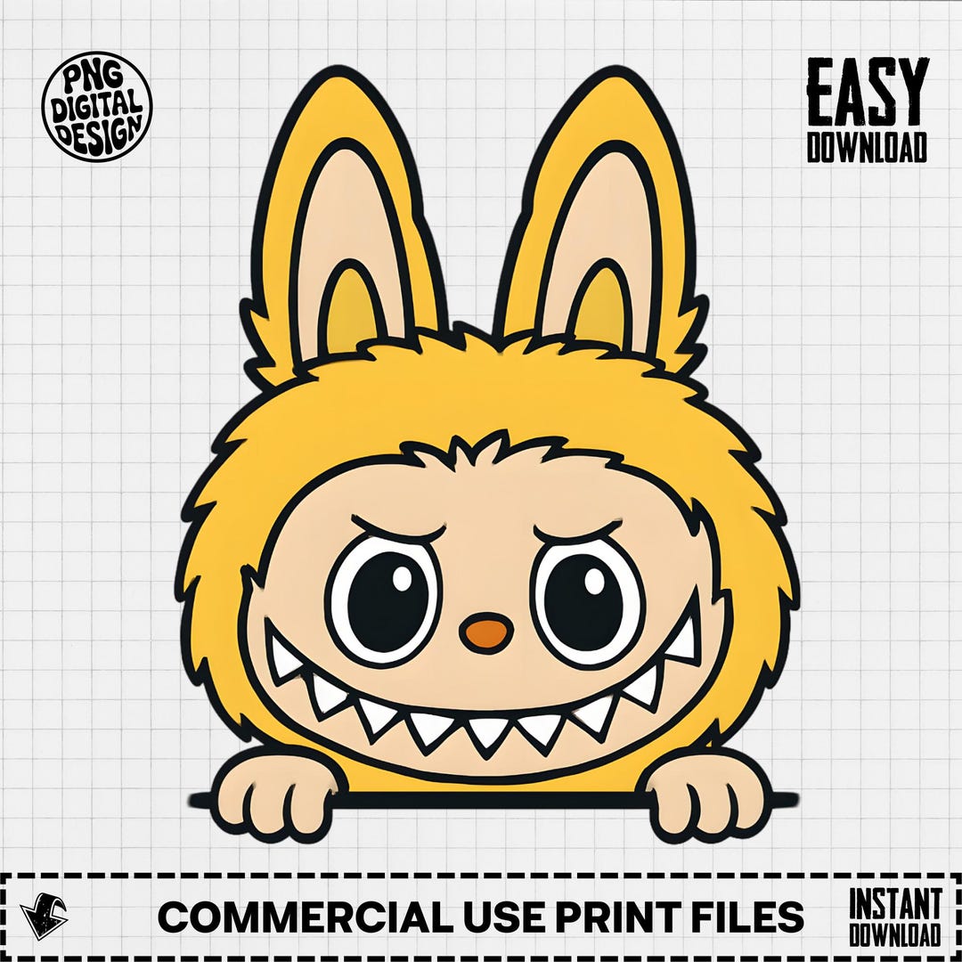 Yellow Peeking Labubu PNG Clipart: Collector's Edition (instant ...