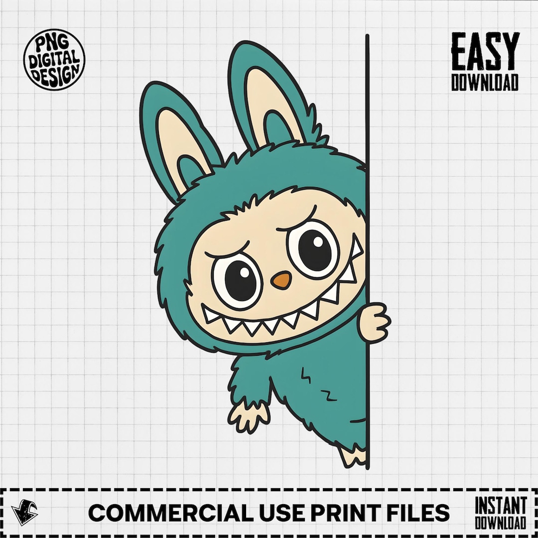 Teal Peeking Labubu PNG Clipart: Collector's Edition (instant Download ...
