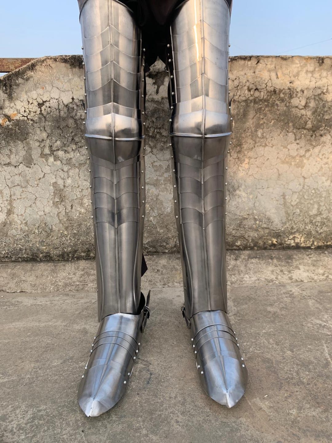 Medieval Knight Leg Armour, Steel Metal, Full Length Greaves With ...