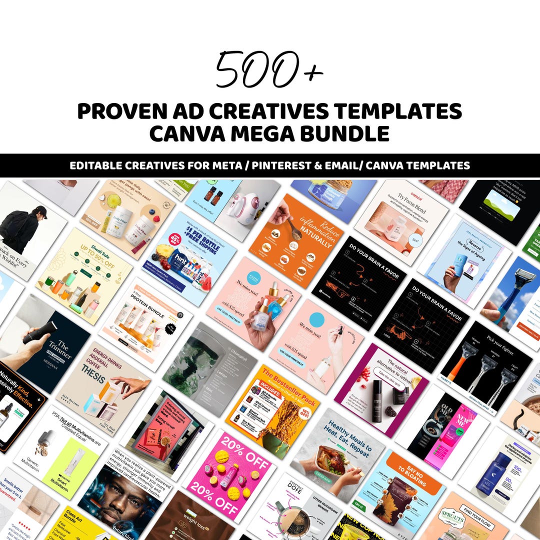 500+ Canva Ad Templates Bundle: Social Media Marketing Kit (instant ...