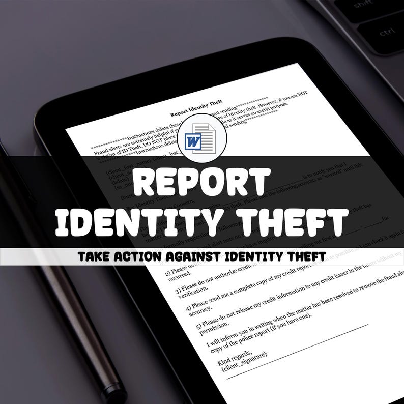 Identity Theft Report Template: Printable Fraud Form (instant Download ...
