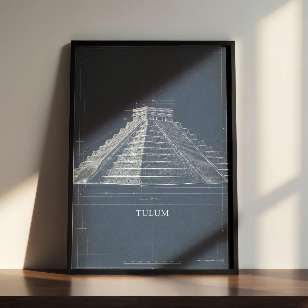 Tulum Blueprint Canvas Art Print – Vintage Architectural Drawing - Etsy