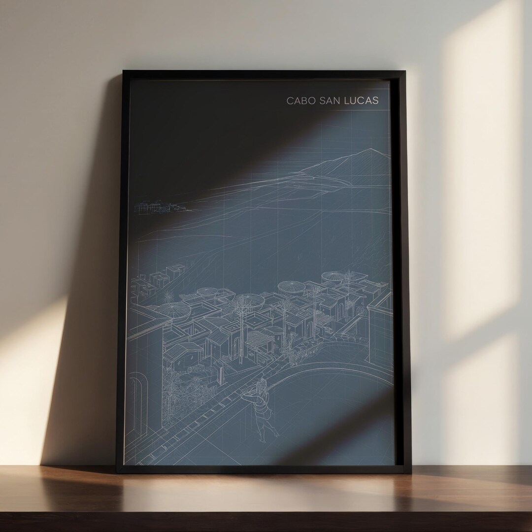 Cabo San Lucas Blueprint Canvas Print – Vintage Travel Poster Art - Etsy