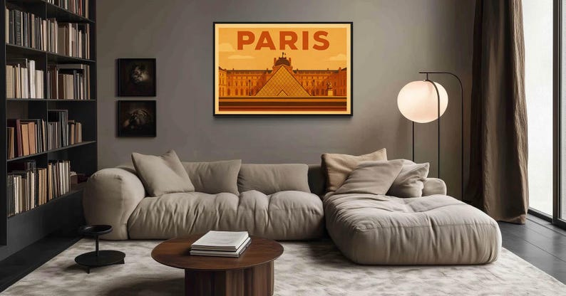Paris Retro Travel Rolled Poster Print | Large Wall Art - Etsy