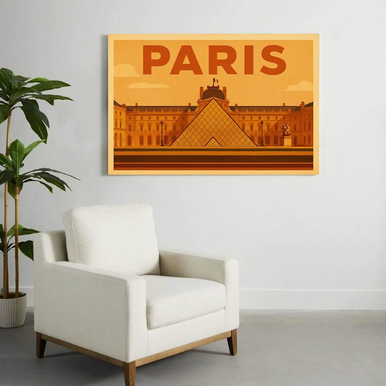 Paris Retro Travel Rolled Poster Print | Large Wall Art - Etsy