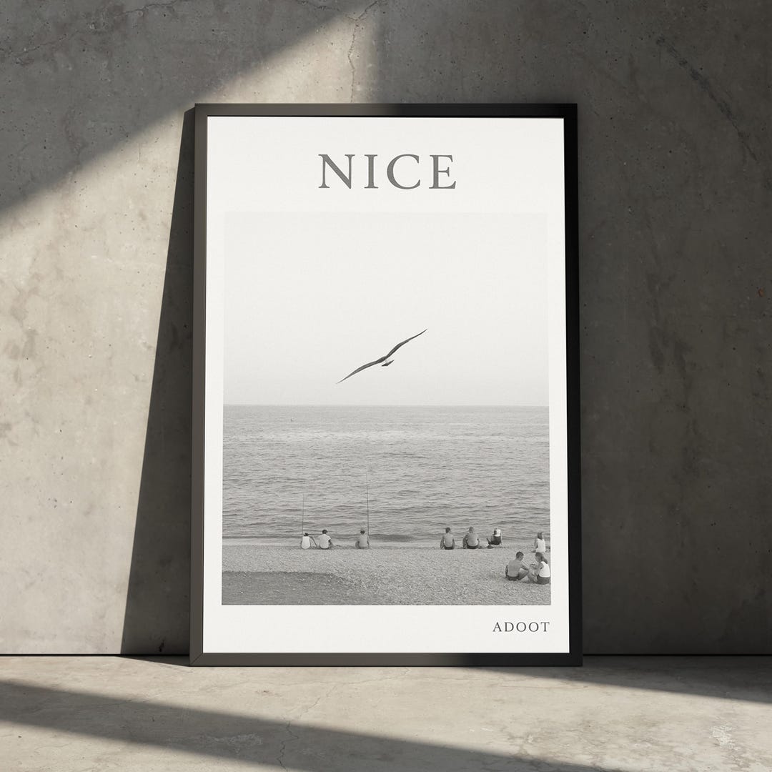 Nice France Beach Seaside Minimalist Wall Art - Etsy