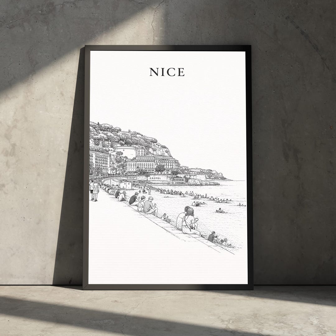 Promenade D'anglais Canvas Print, Nice French Riviera, Vintage Travel ...
