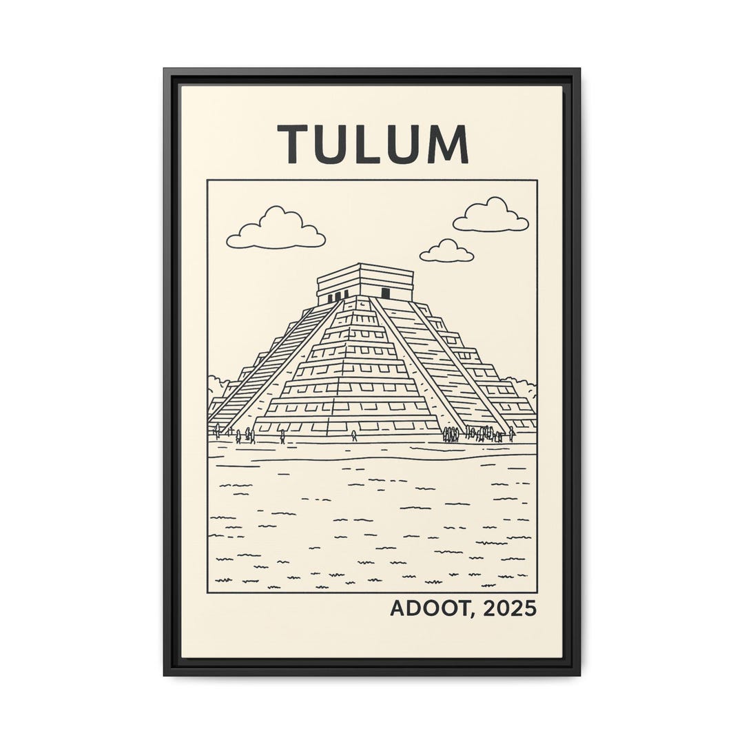 Tulum Pyramid Chichen Itza Line Art Poster, Ancient Mayan Temple ...