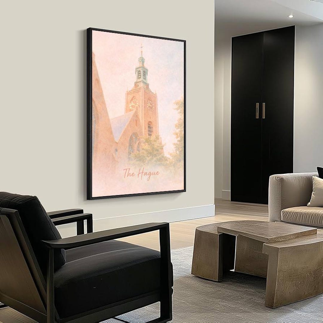 The Hague Clocktower Canvas Print - Vintage Travel Poster Style - Etsy