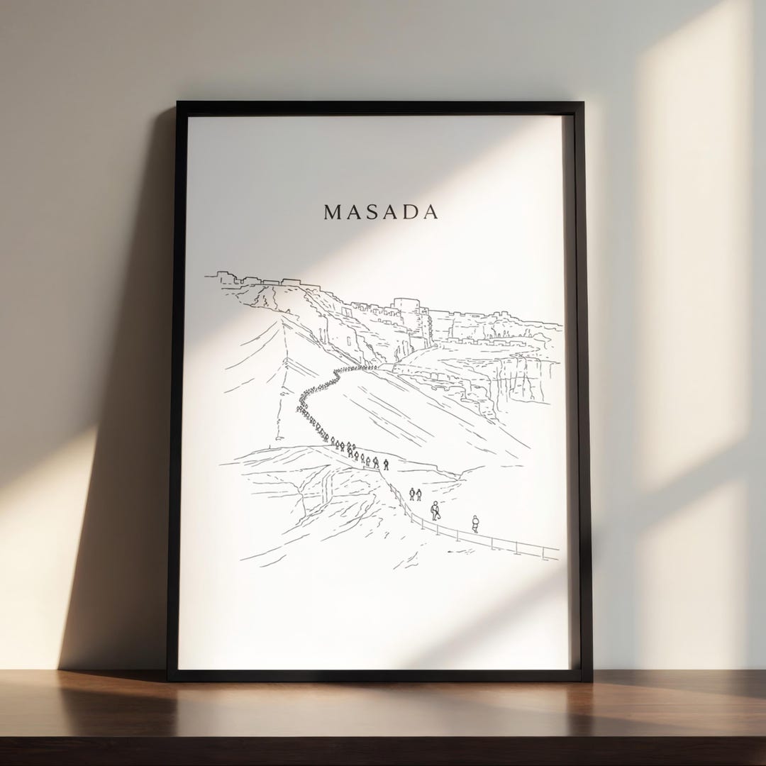 Masada Israel Trail Line Art, Vintage Travel Canvas Print - Etsy