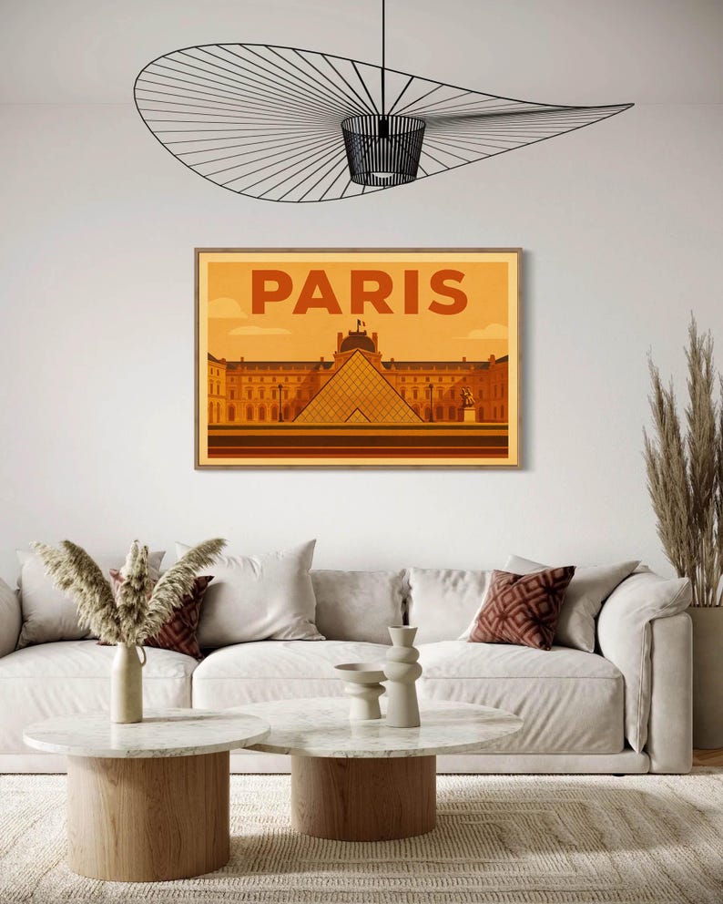 Paris Retro Travel Rolled Poster Print | Large Wall Art - Etsy