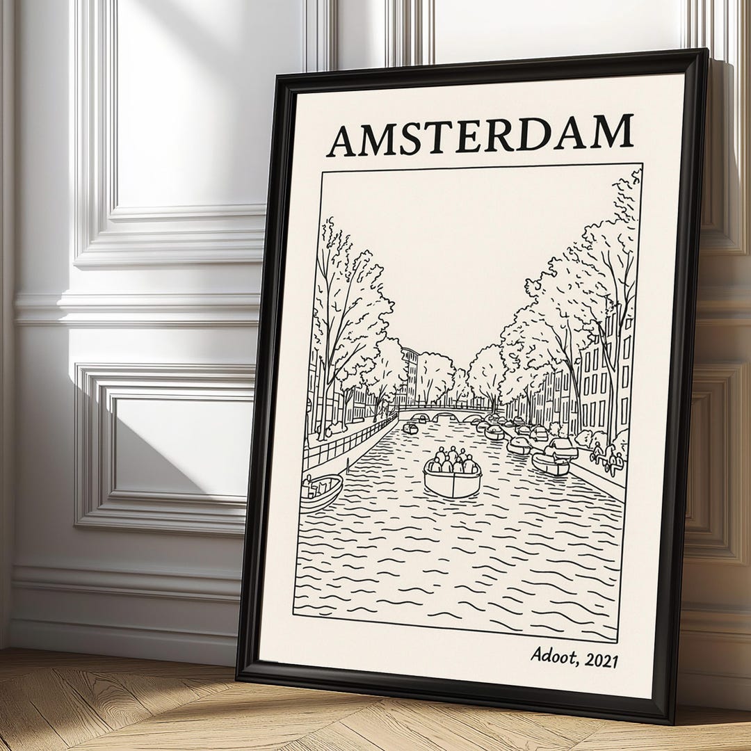 Amsterdam Line Art Poster Print | Minimalist Wall Art - Etsy