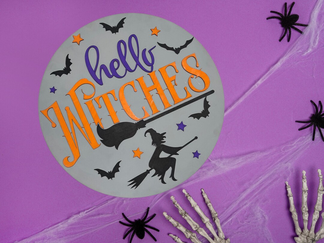 Adorably Spooky "hello Witches" Halloween Door Sign – Cute Seasonal ...