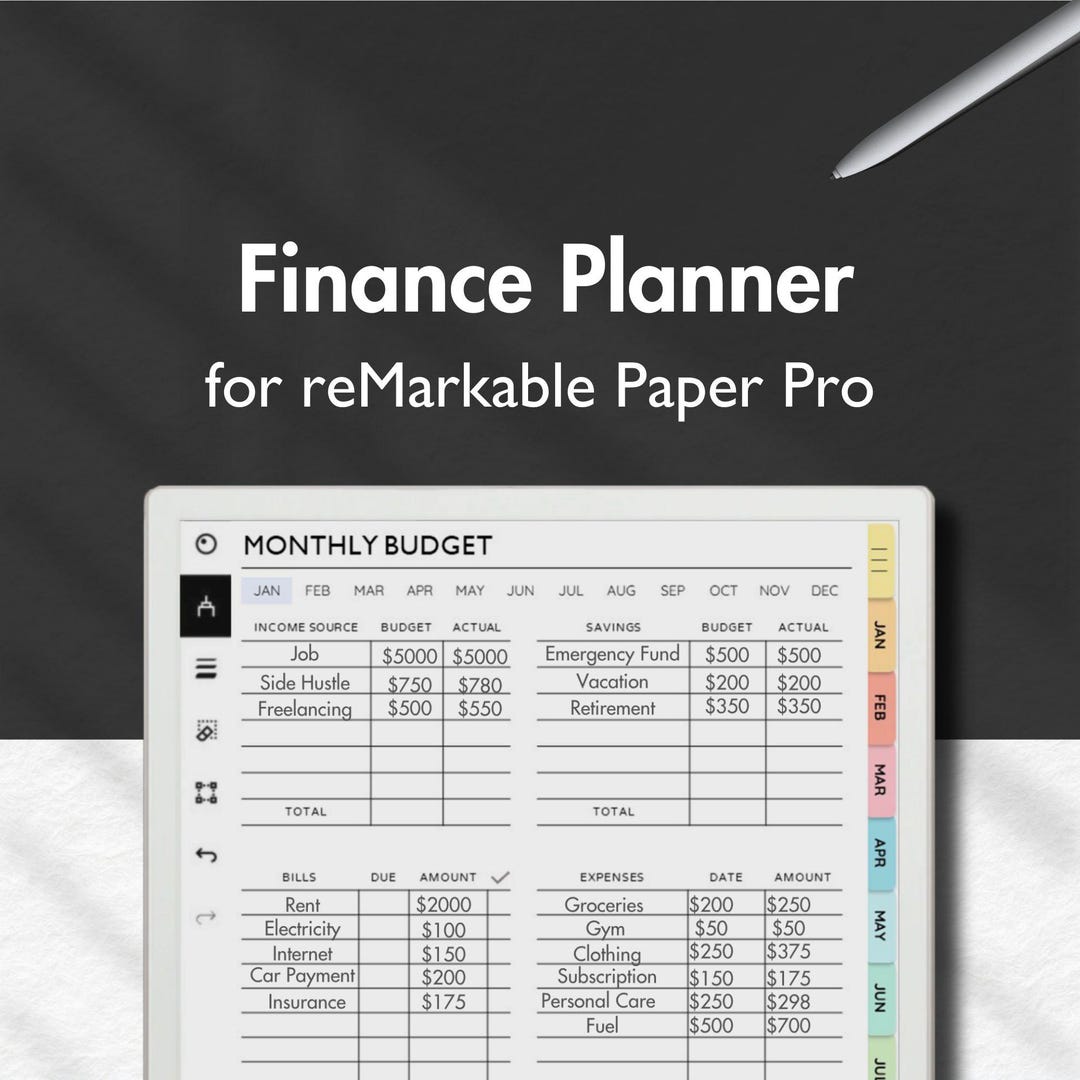 Finance Planner for Remarkable Paper Pro, Budget Tracker for Remarkable ...