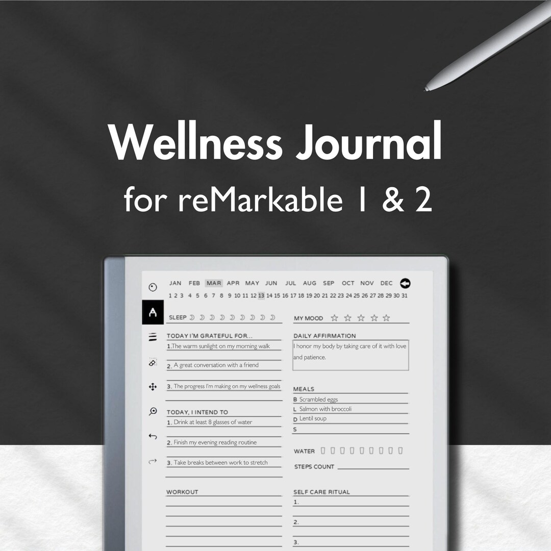 Wellness Journal for Remarkable 2, Daily Journal, Self Care Planner ...