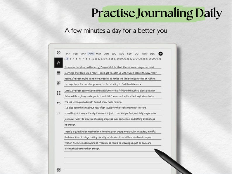 Daily Journal for Remarkable Paper Pro, Digital Daily Journal ...