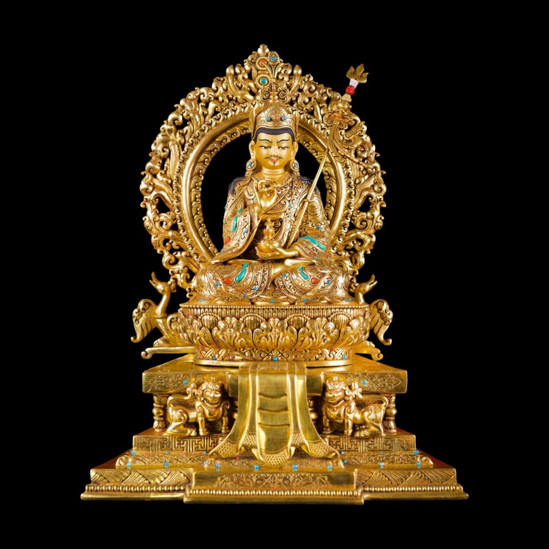 Guru Rinpoche Statue | 24K Gold Gilded Lotus-born Teacher of Timeless ...