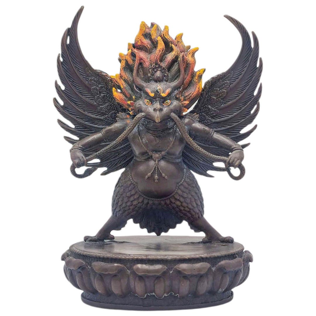Garuda Buddhist Miniature Statue | Chocolate Oxidized Copper | Divine ...