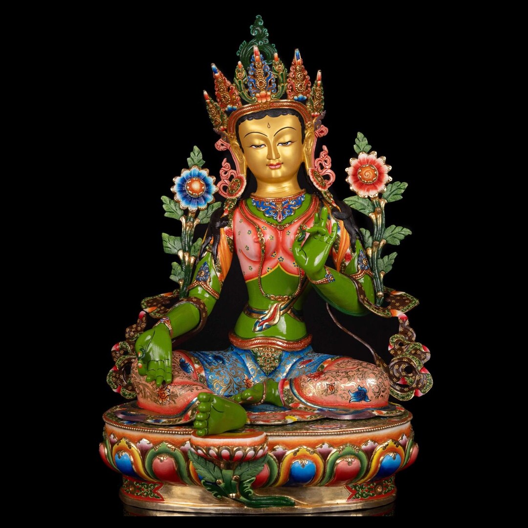 Green Tara Large Statue | Thangka Color Finish | Goddess of Compassion ...