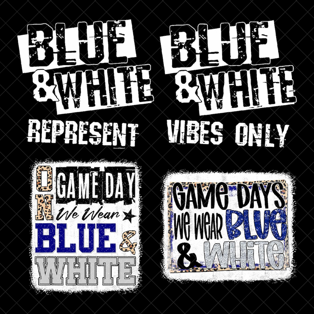 Blue and White Game Day PNG Bundle | School Spirit Football Sublimation ...