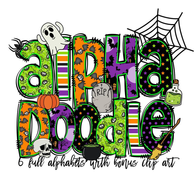 Halloween Doodle Alphabet - Etsy