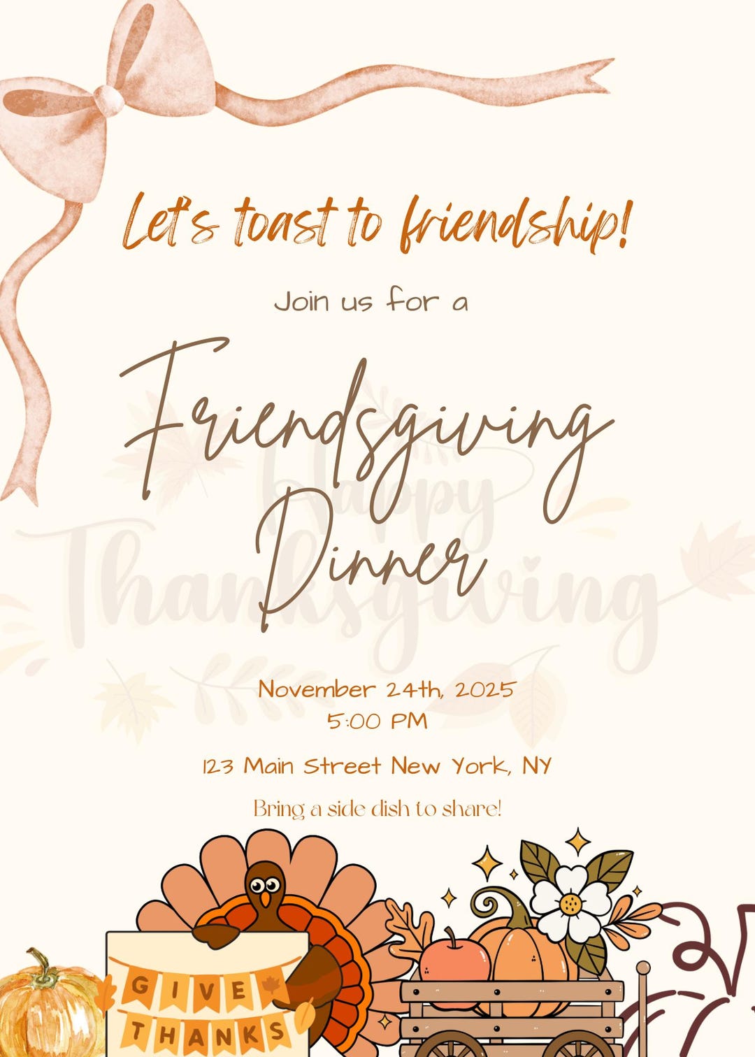 Friendsgiving Invitation Template - Etsy