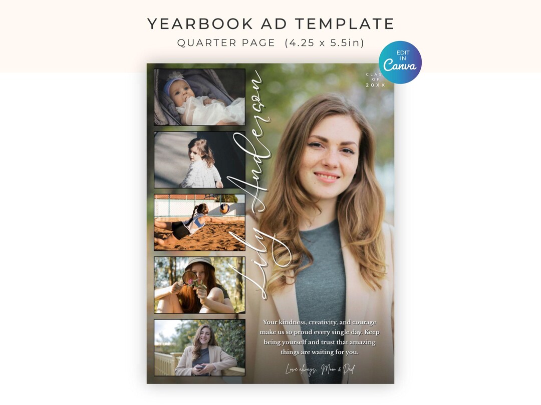 Editable Yearbook Ad Template, Quarter Page, Senior Yearbook Ad ...