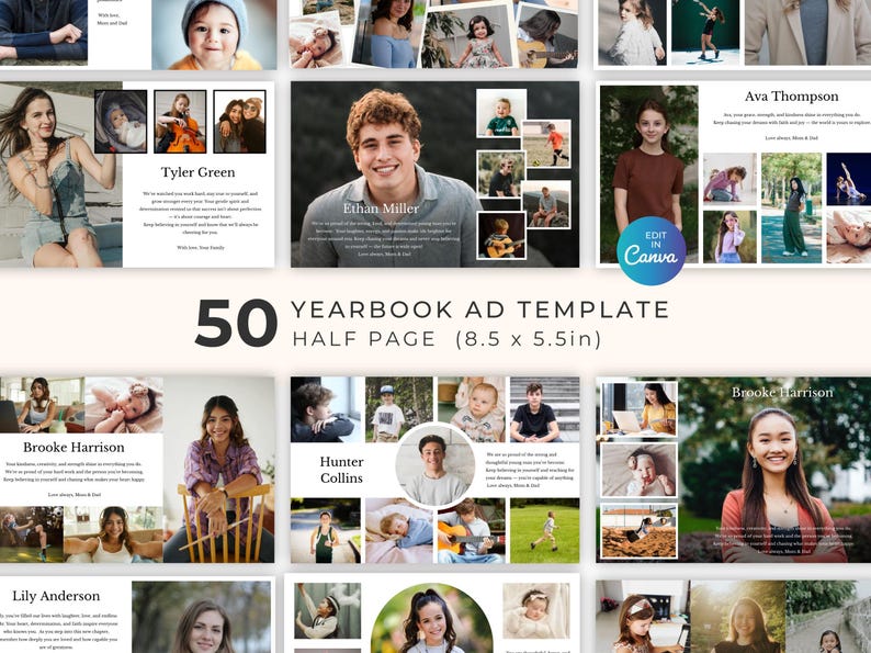 50 Yearbook Ad Template Set, Half Page, Senior Ad, Graduation Tribute ...