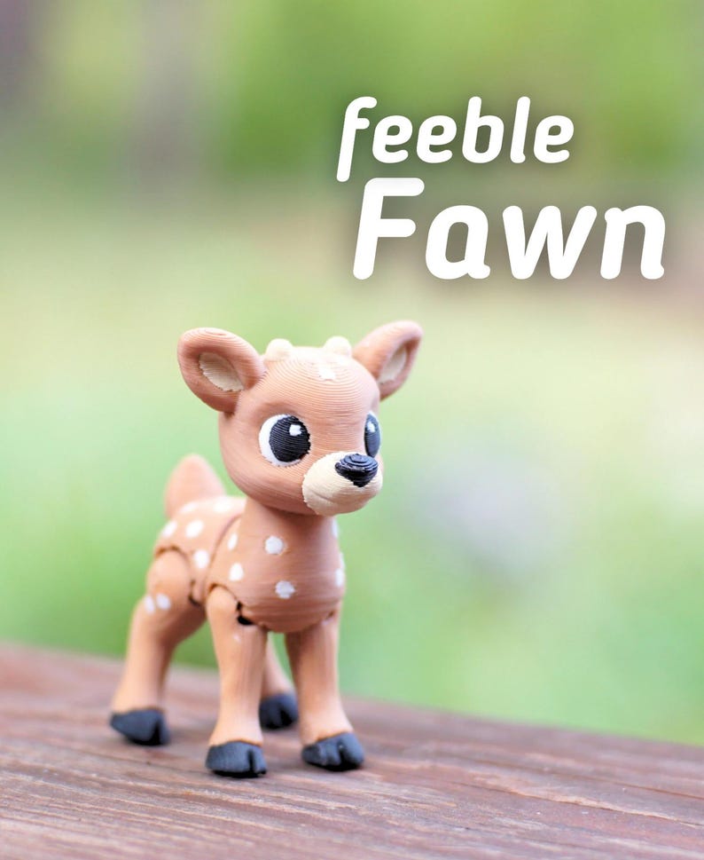 Deer Family 3D Printed Desk Pet | Articulated Fawn, Buck, Doe Figures ...
