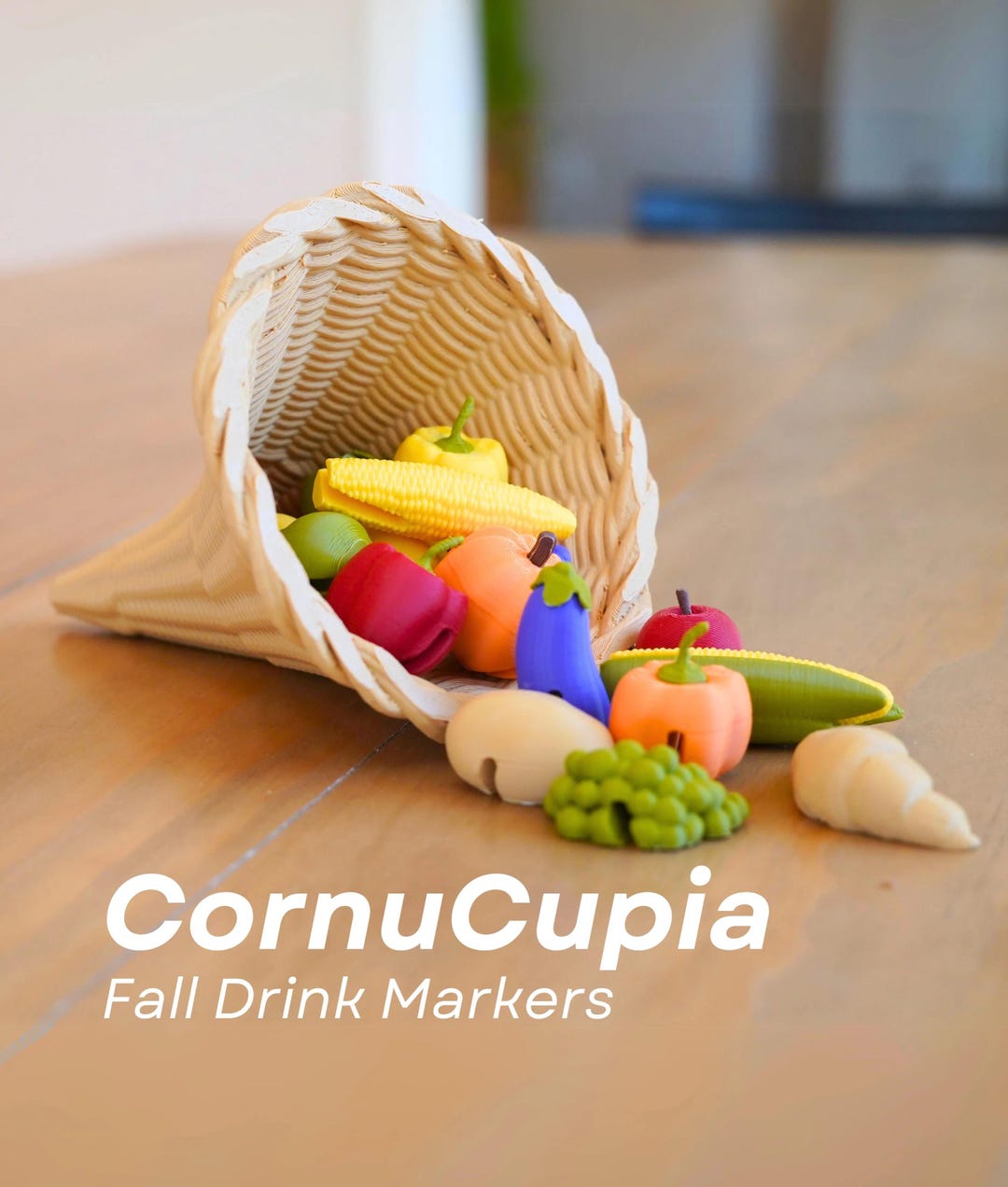 Cornucupia Fall-themed Drink Markers – 3D Printed Cornucopia Set With ...