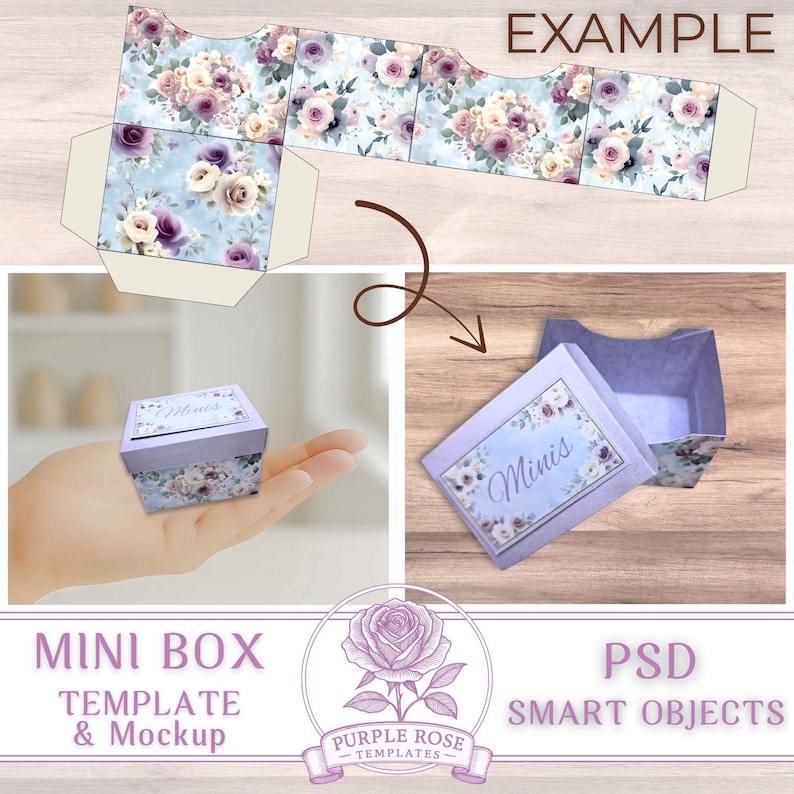 Mini Books Box Template Smart Objects PSD & Mockup: DIY Storage Box ...