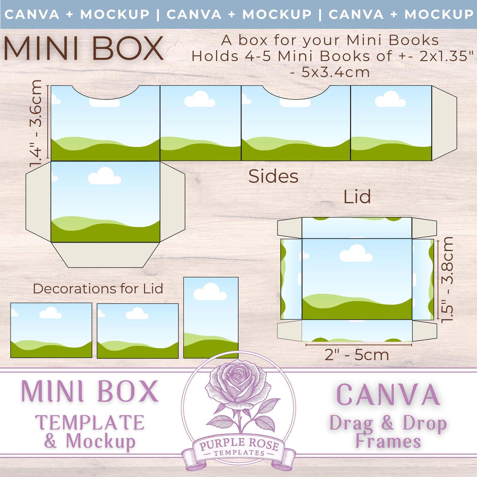 Mini Books Box CANVA TEMPLATE With MOCKUP Template | Miniature Storage ...