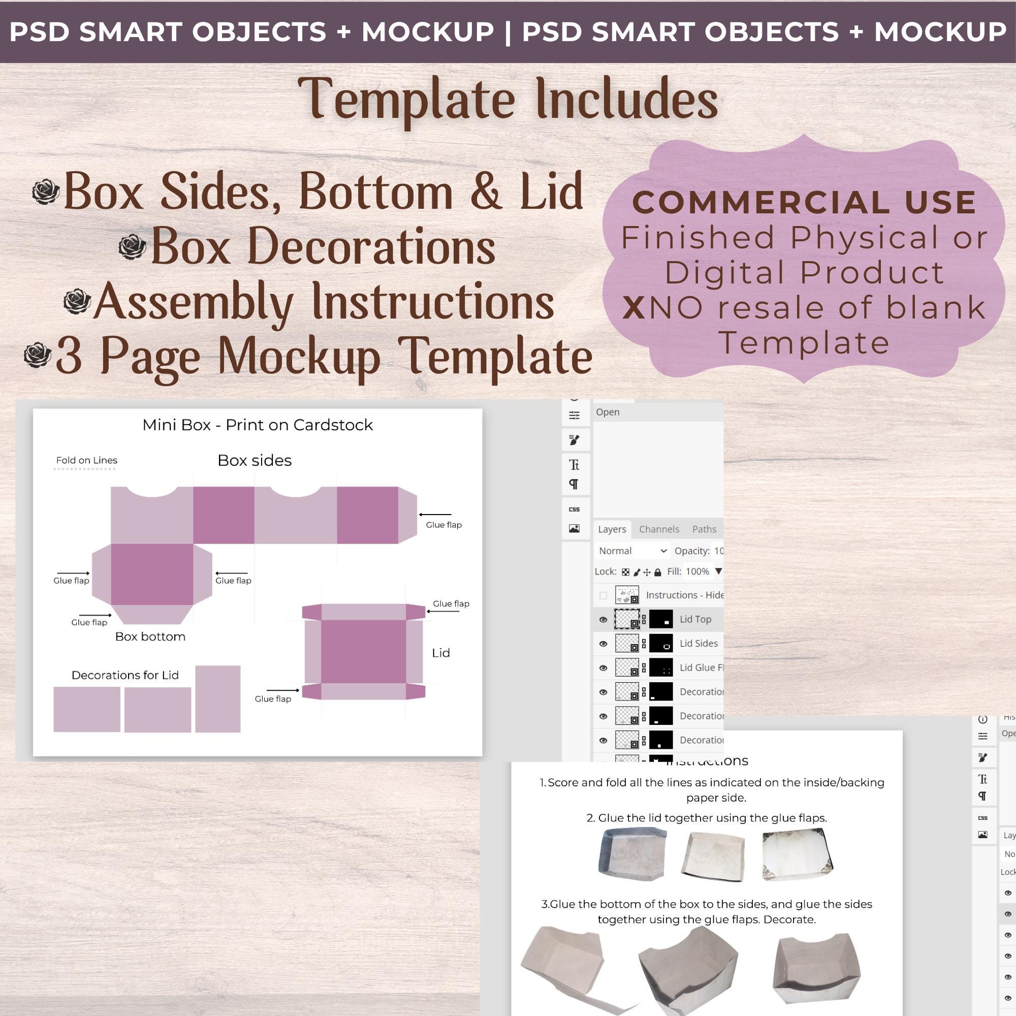 Mini Books Box Template Smart Objects PSD & Mockup: DIY Storage Box ...