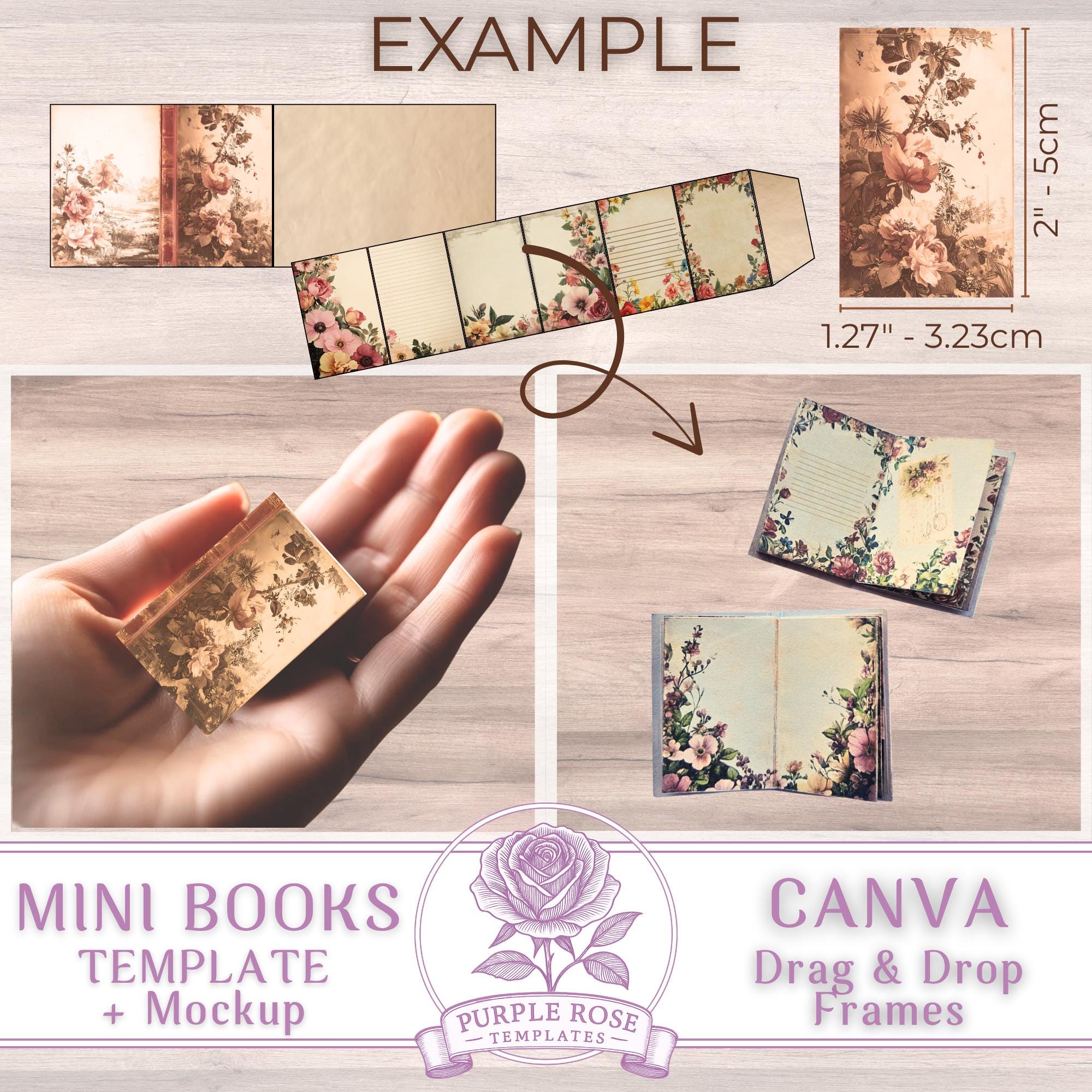 Mini Book Canva Template & Mockup: Covers and Pages, 3 Styles Covers, 2 ...