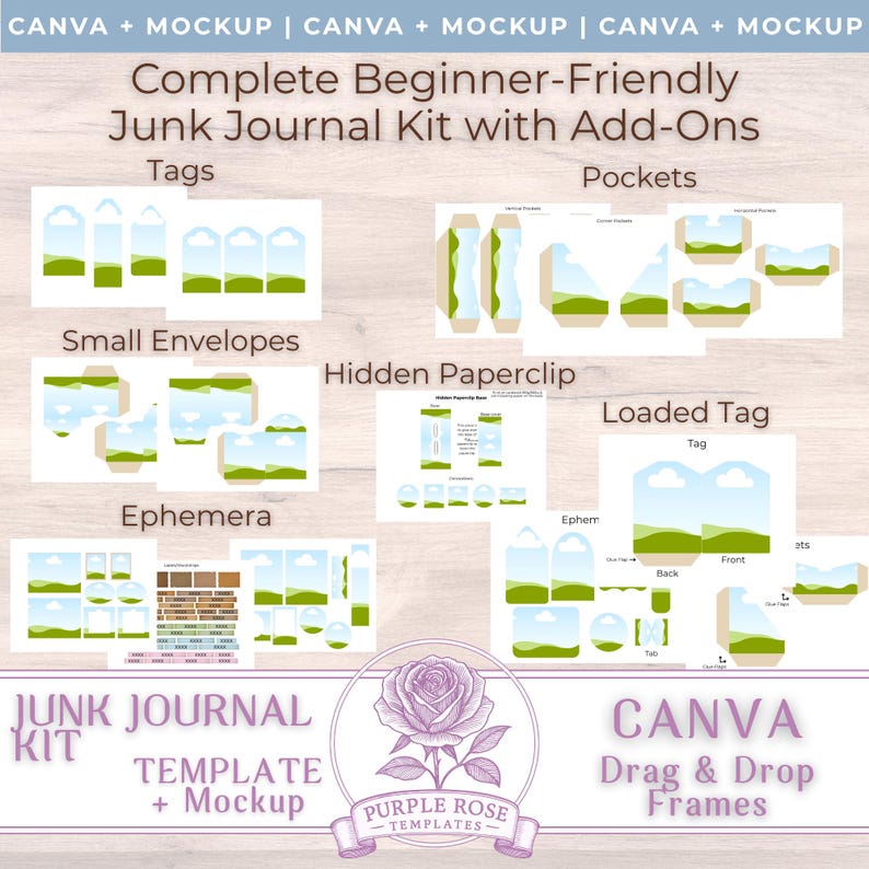 Complete Junk Journal Kit With Add-ons Canva Template & Mockup ...